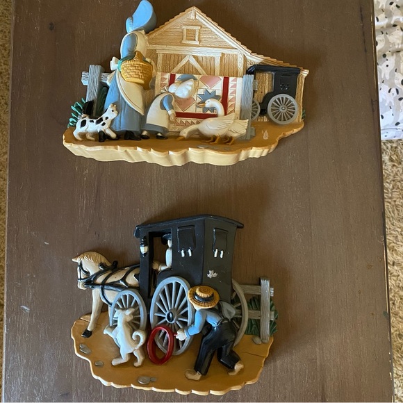 Wall Decor | Burwood Amish Wall Decor 1995 Hard Plastic Buggy Horse Boy ...